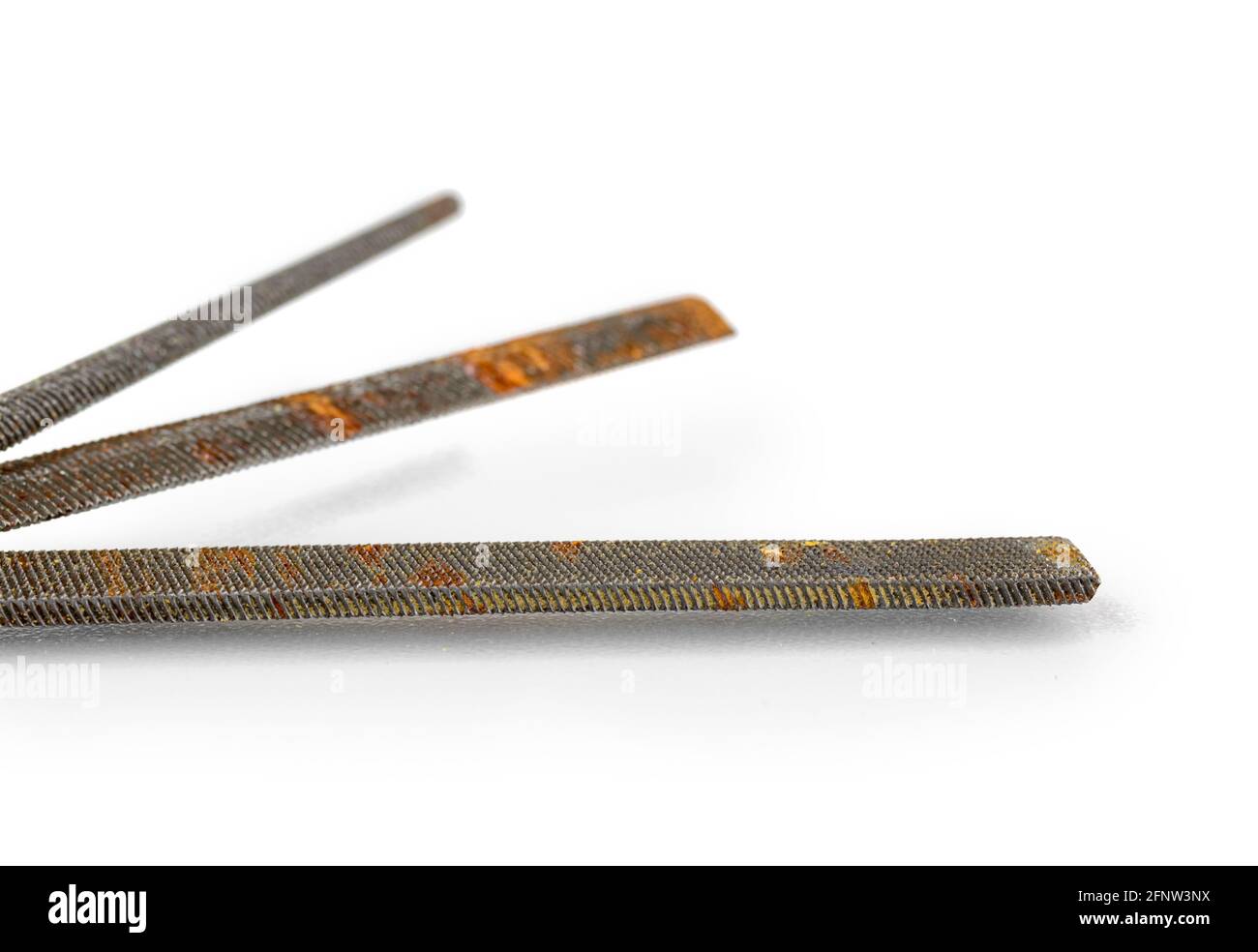 Different old rasp tool and equipment isolated on white background ...