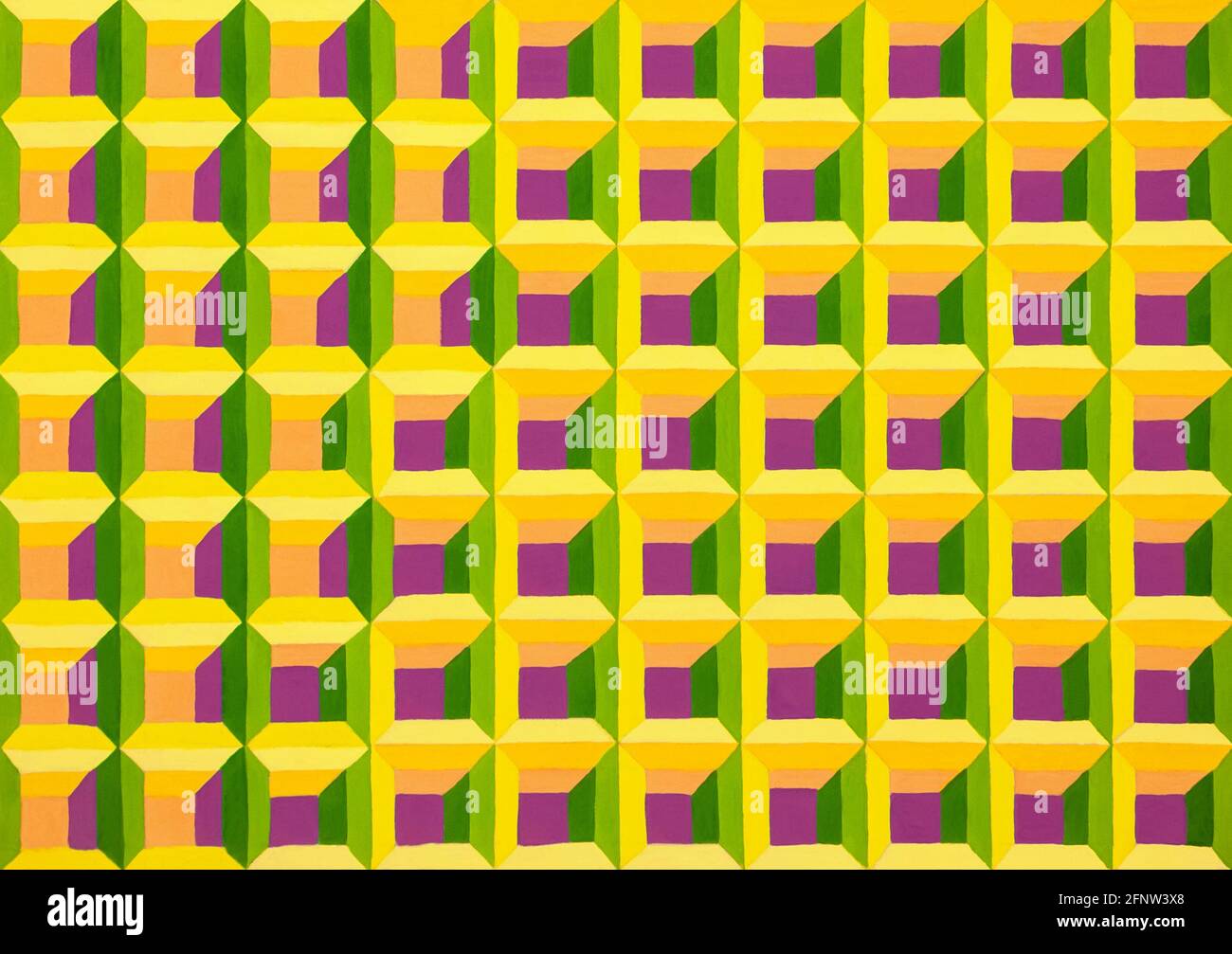 Cubes pattern mesh texture illustration. Hand drawn painting optical ...