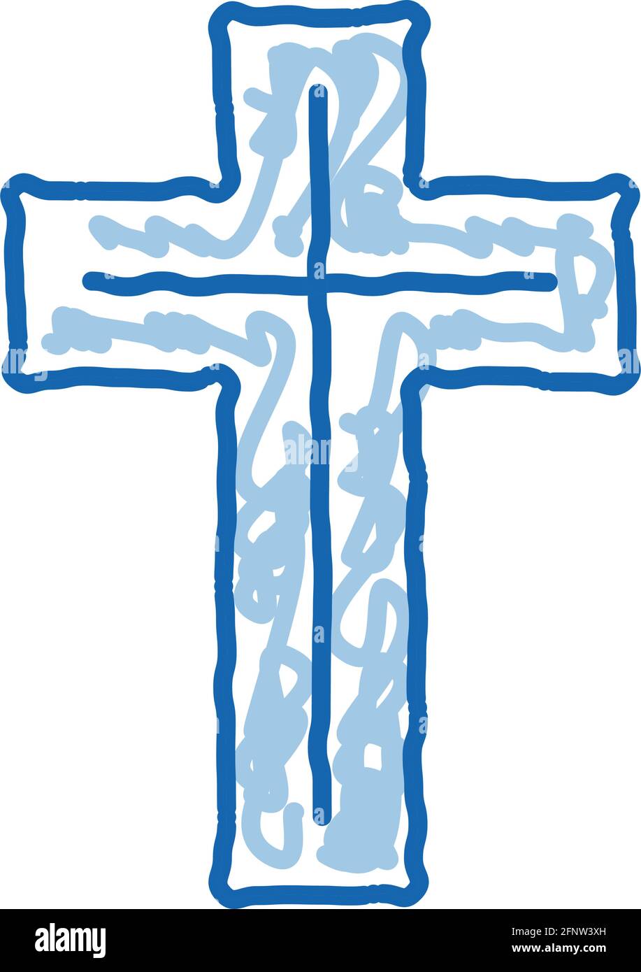 view of golden cross doodle icon hand drawn illustration Stock Vector ...