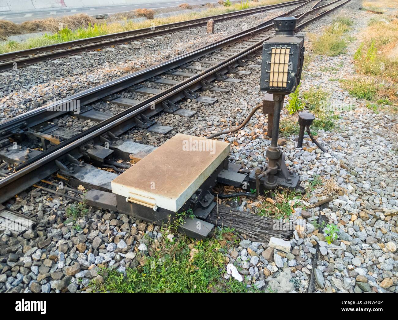 The railroad switch system for controls the direction of the railroad ...