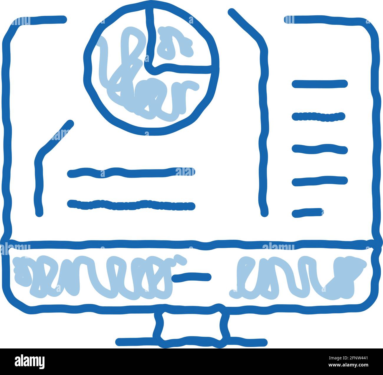 pie chart in computer doodle icon hand drawn illustration Stock Vector ...