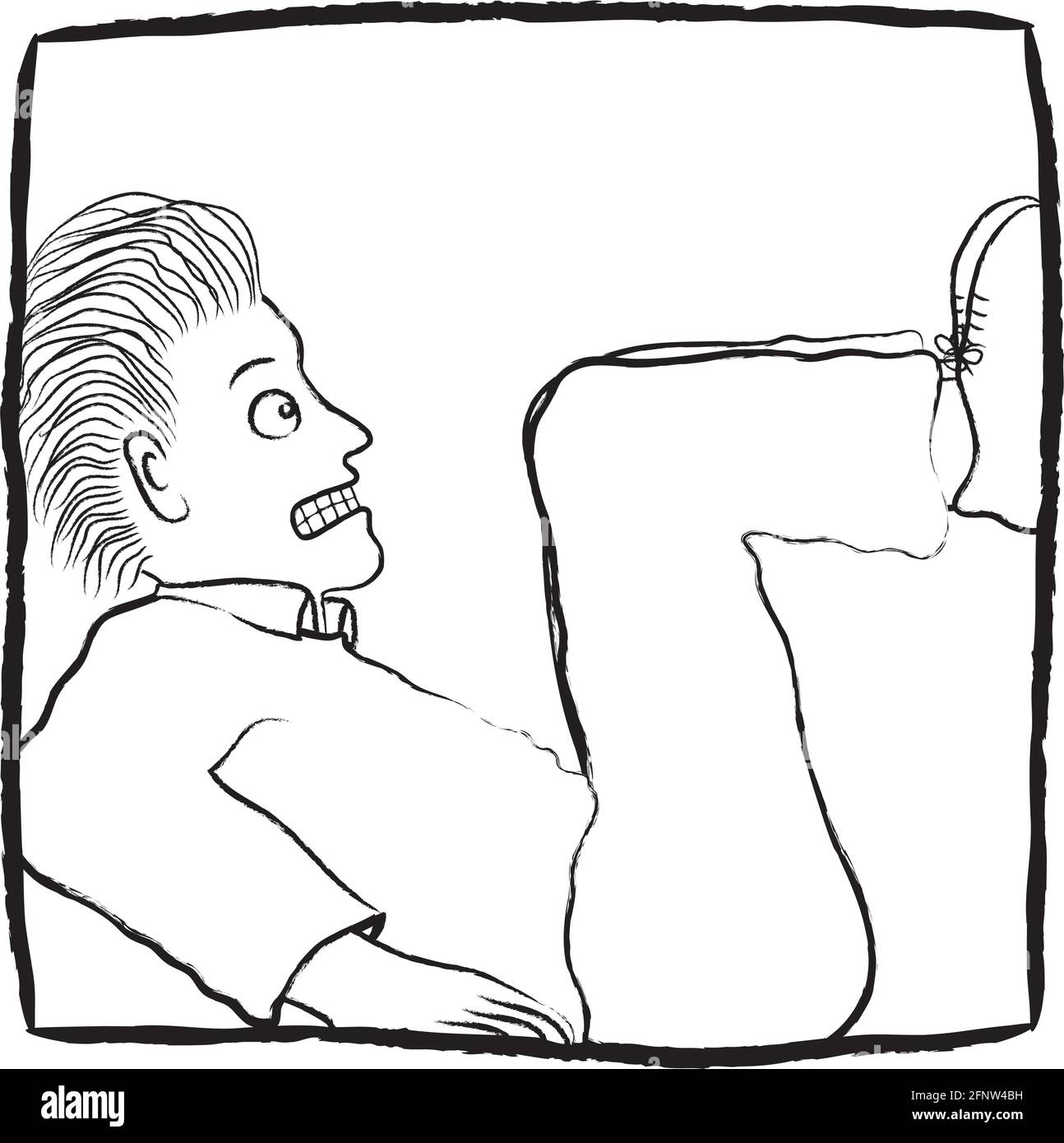 Vector drawing of man stuck, trapped in a square shape Stock Vector ...