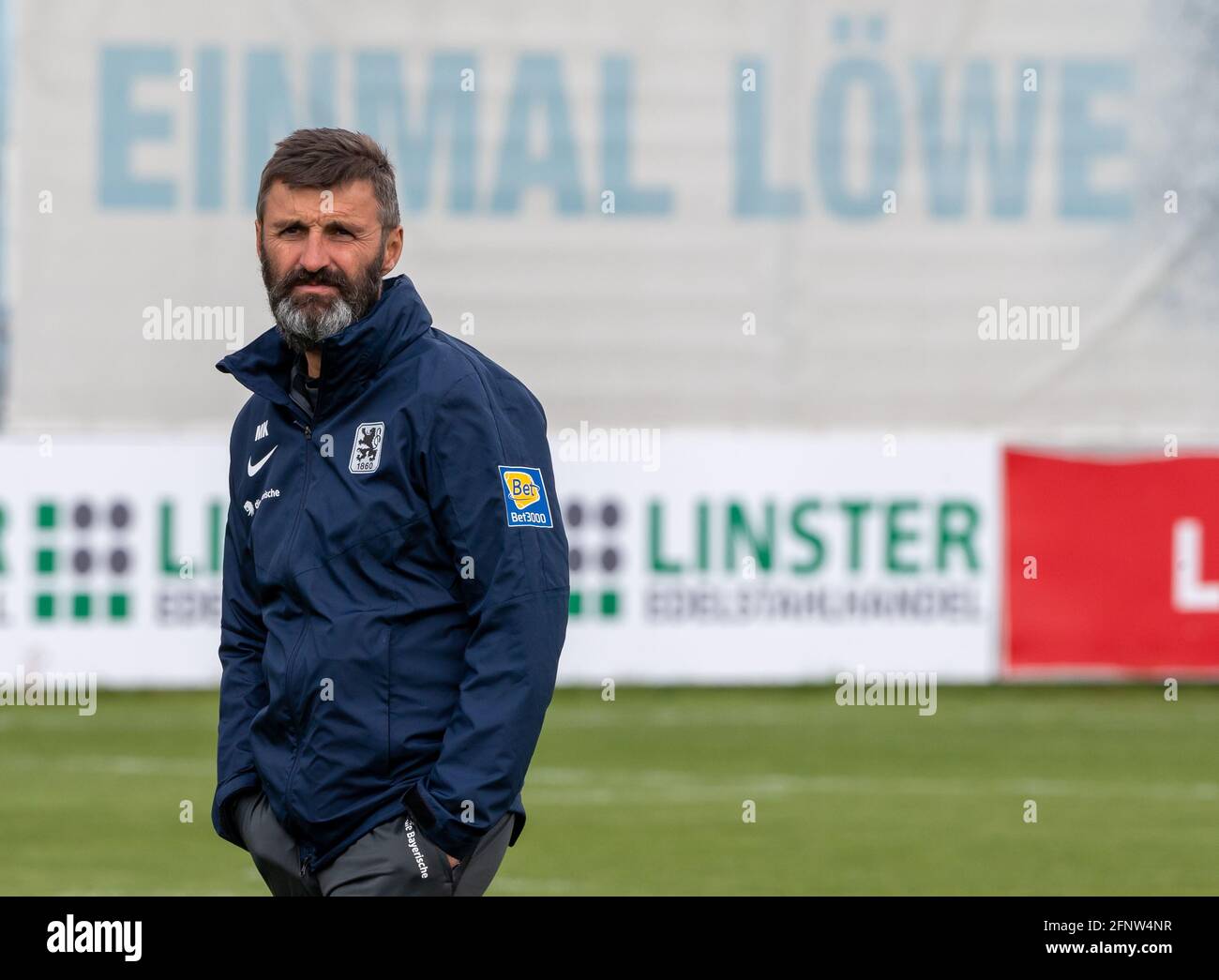 Munich, Germany. 19th May, 2021. Head coach Michael Köllner takes part ...