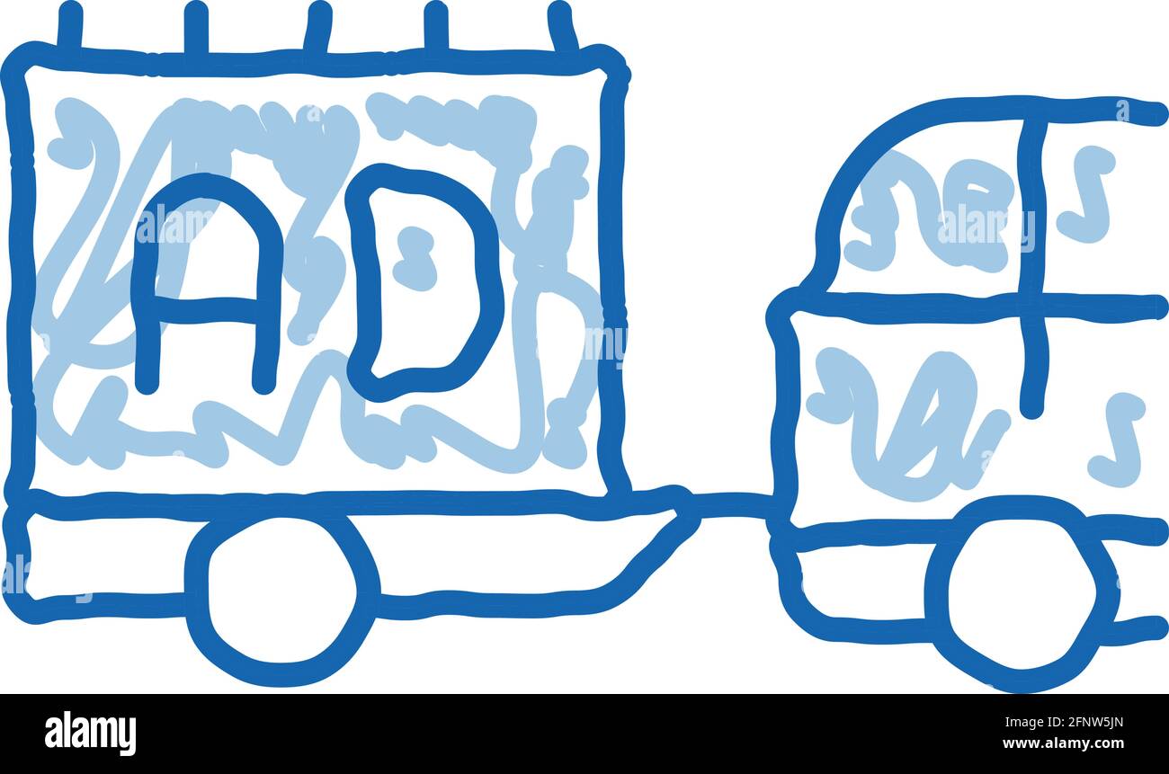 moving advertisement by car doodle icon hand drawn illustration Stock ...