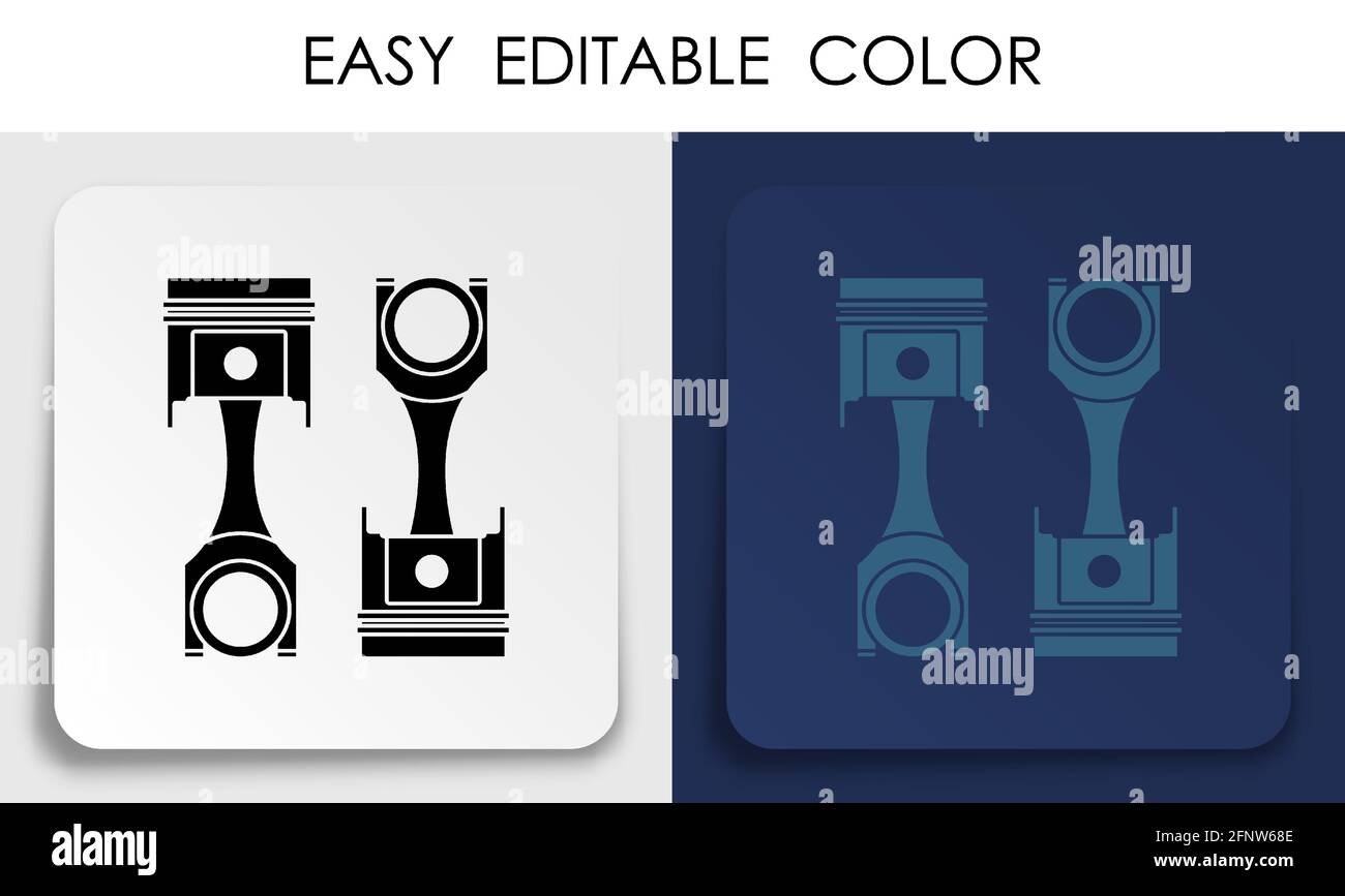 car engine piston icon on paper square sticker with shadow. Engine ...