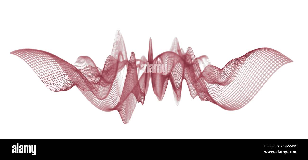 Equalizer Sound Waves Or Red Audio Waves Visualization As Abstract Wireframe Mesh Structure On