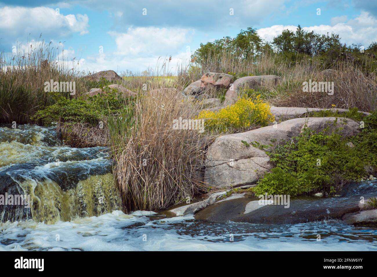 The murmuring waters of the Tokovsky waterfall in Ukraine. This is the ...
