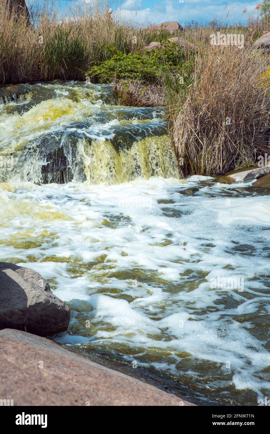 The murmuring waters of the Tokovsky waterfall in Ukraine. This is the ...