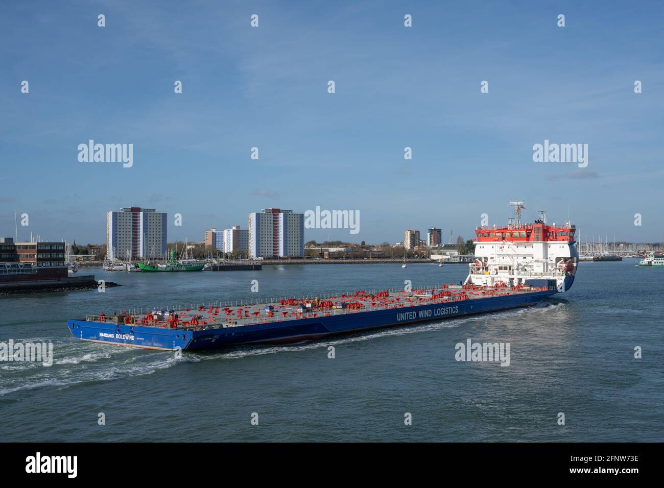 MV Boldwind cargo ship entering the historic old port of Portsmouth ...