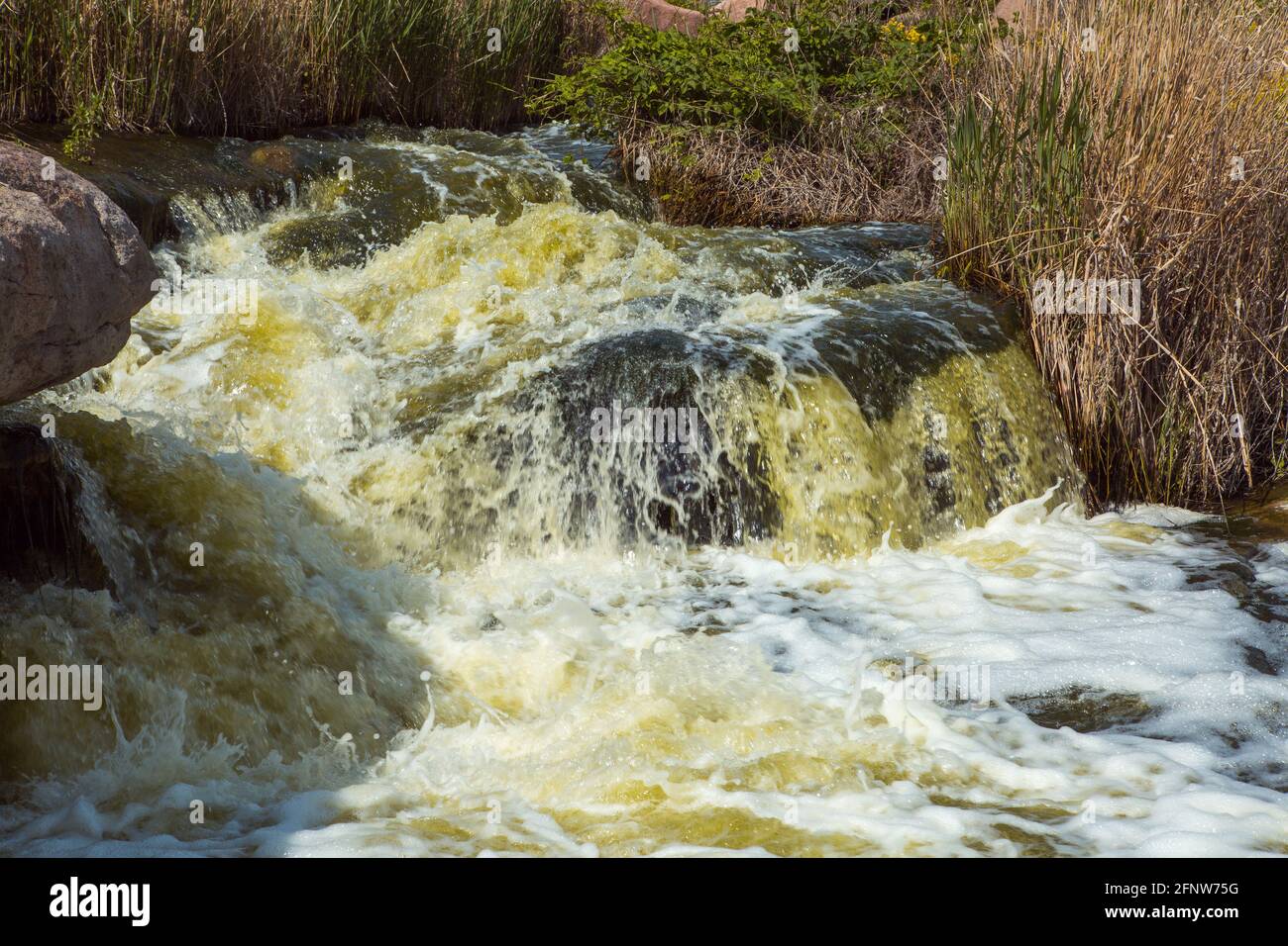 The murmuring waters of the Tokovsky waterfall in Ukraine. This is the ...