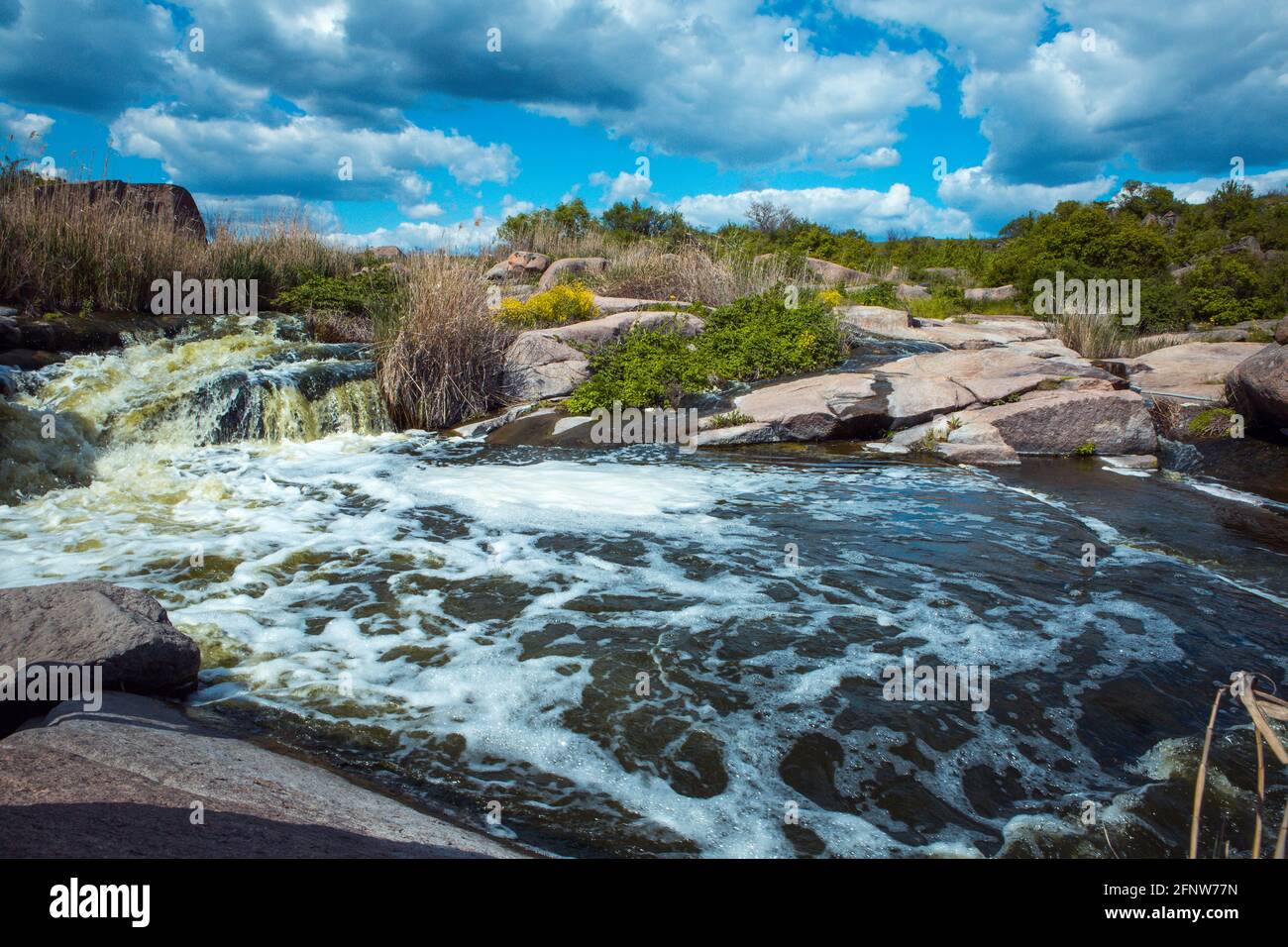 The murmuring waters of the Tokovsky waterfall in Ukraine. This is the ...