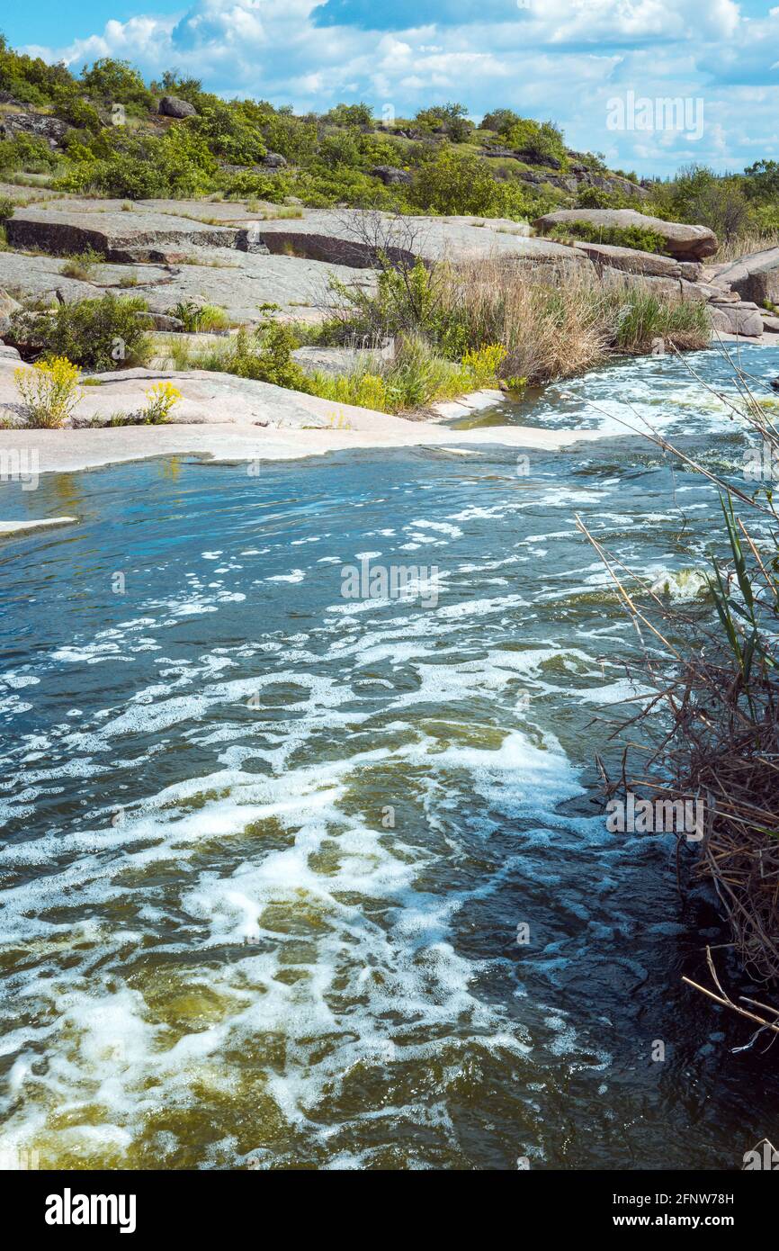The murmuring waters of the Tokovsky waterfall in Ukraine. This is the ...
