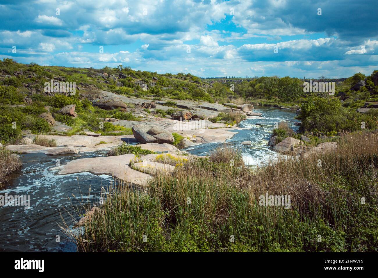 The murmuring waters of the Tokovsky waterfall in Ukraine. This is the ...