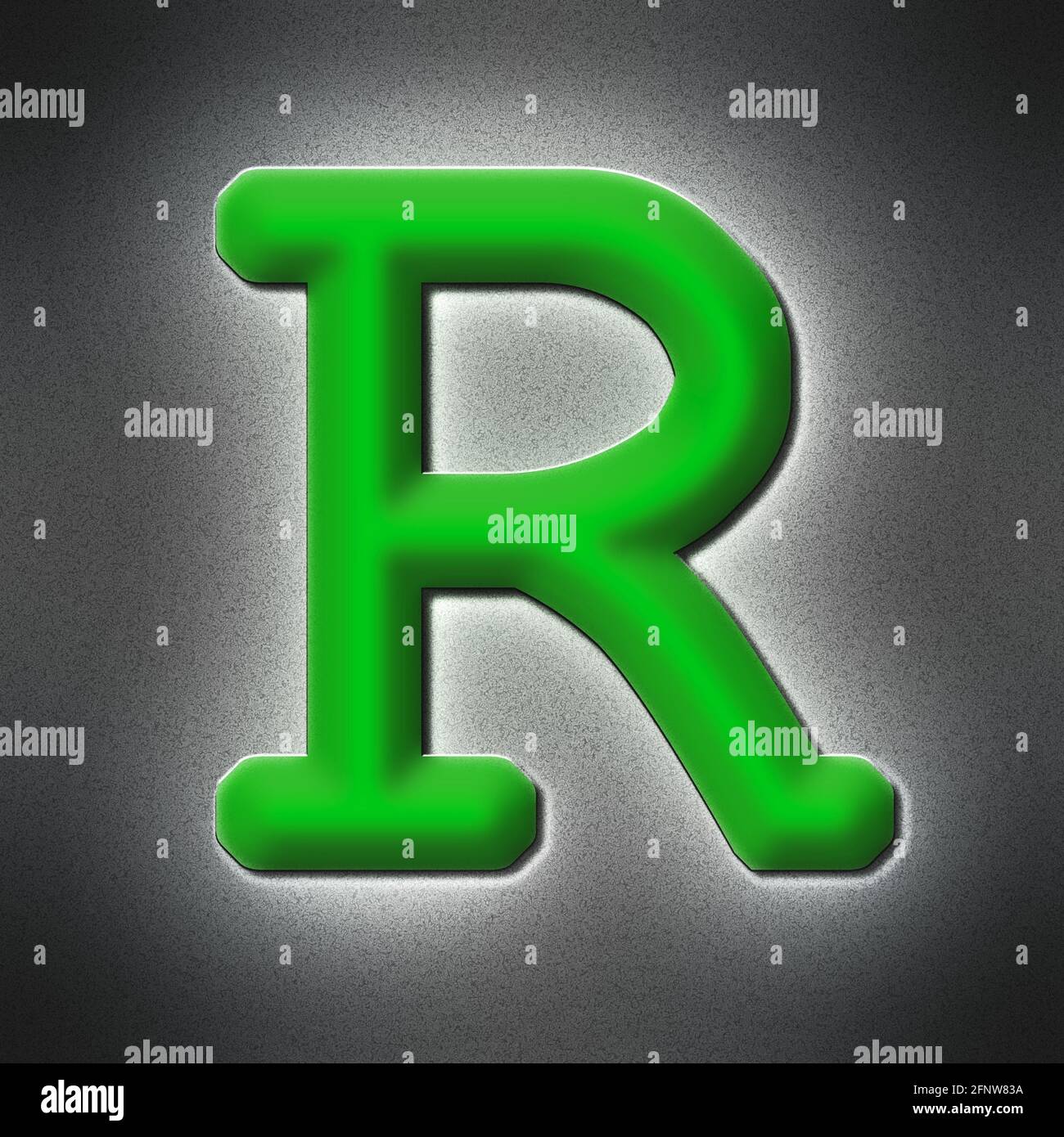 square graphic with the uppercase character R as a capital letter ...