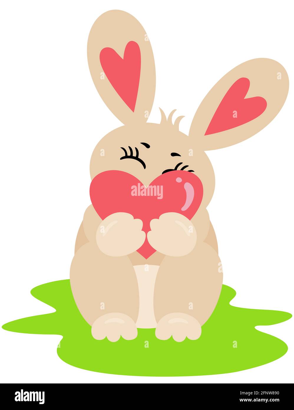 Cute and funny rabbit holding a heart Stock Photo - Alamy