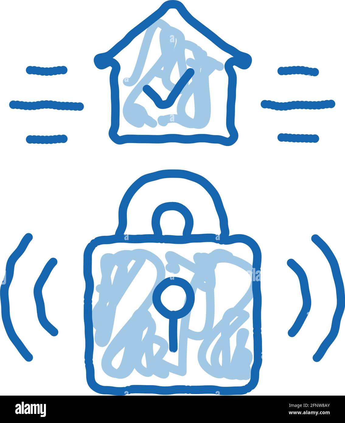 protective lock doodle icon hand drawn illustration Stock Vector Image ...