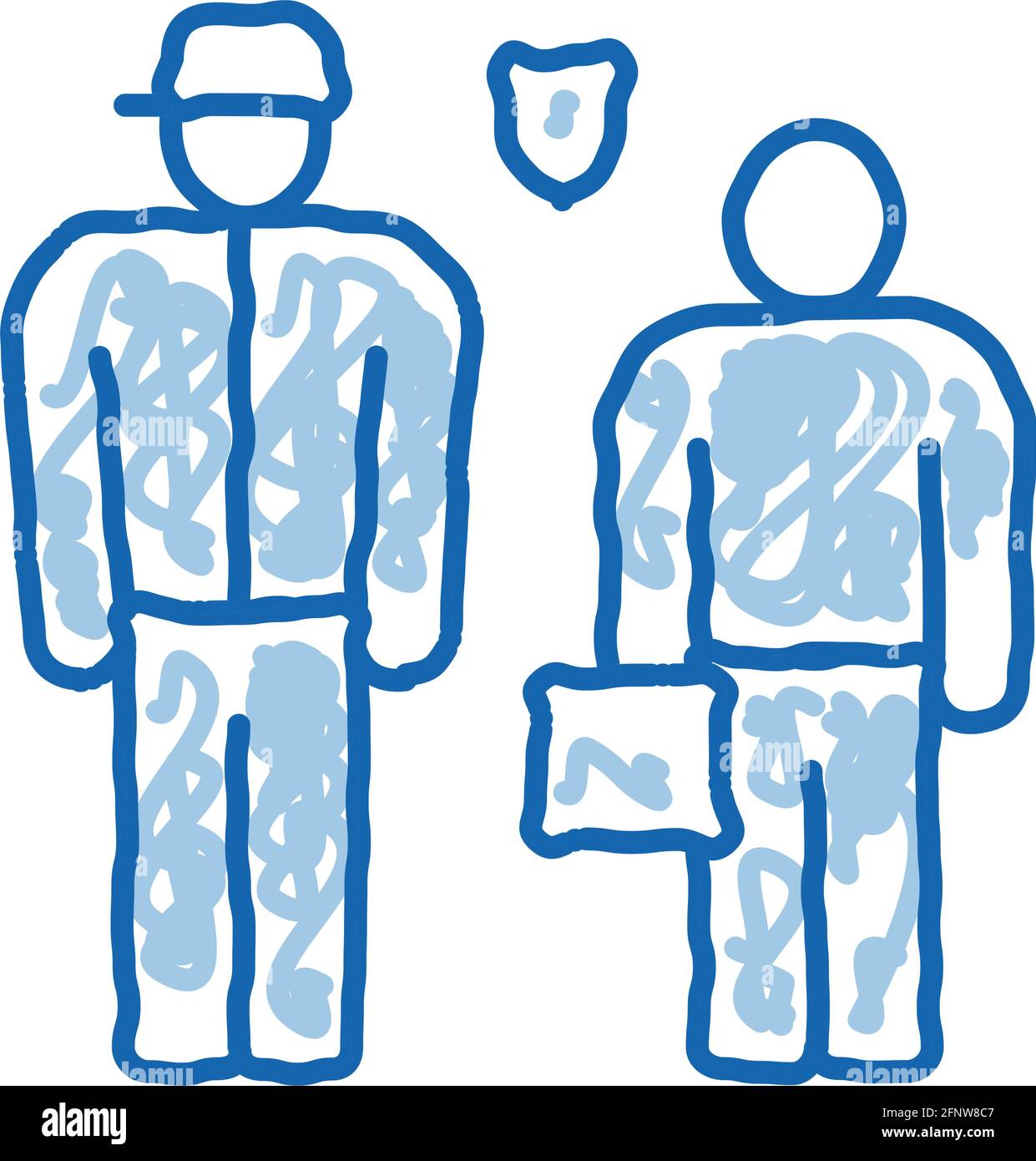 man with policeman doodle icon hand drawn illustration Stock Vector ...