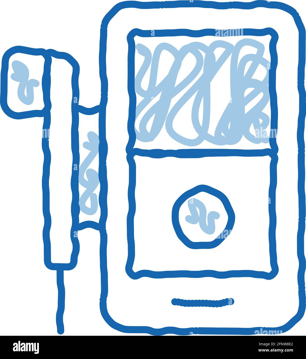 listening to music through player doodle icon hand drawn illustration ...