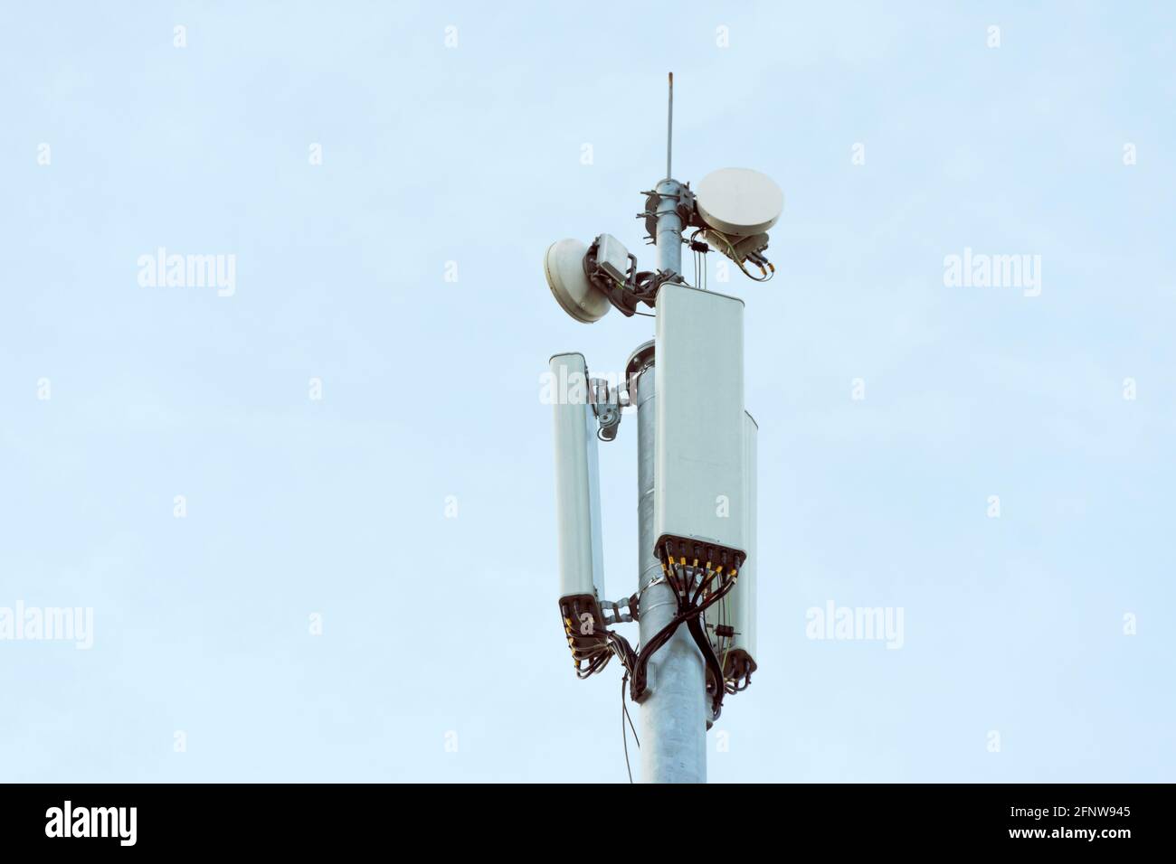Cellular macro Base Transceiver Station. Telecommunication tower ...