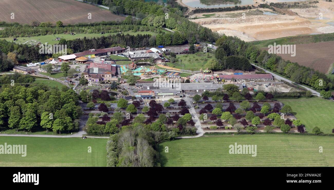 aerial view of entrance to Lightwater Valley Theme Park, Ripon, North ...