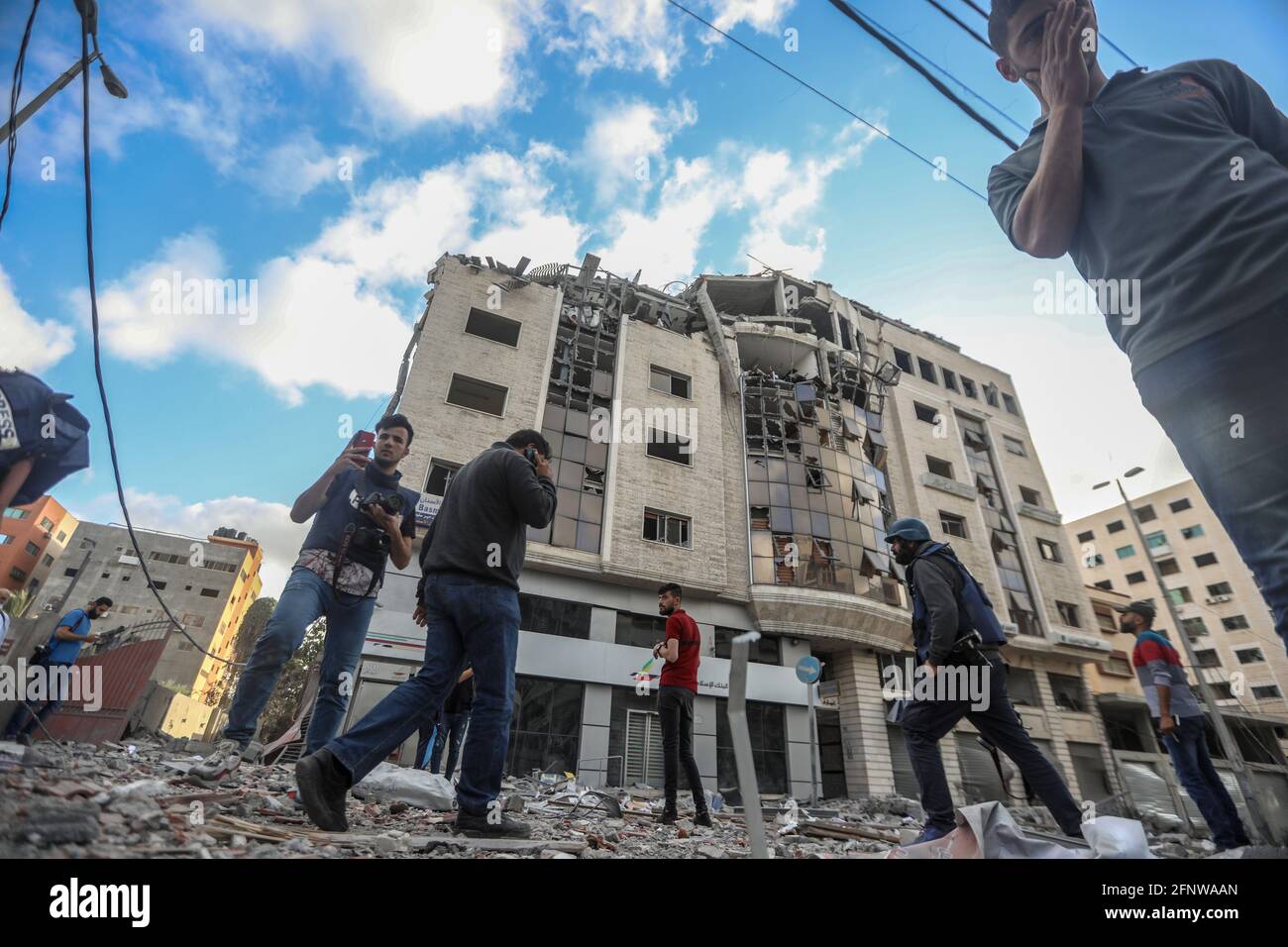 The damage to the Palestinian Ministry of Health building and Al-Rimal ...