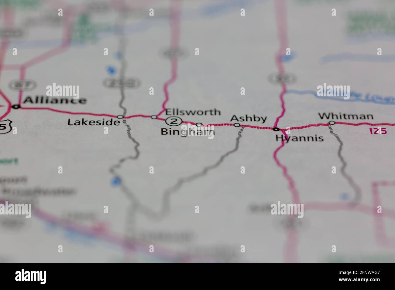 Bingham Nebraska USA Shown on a Geography map or Road map Stock Photo ...