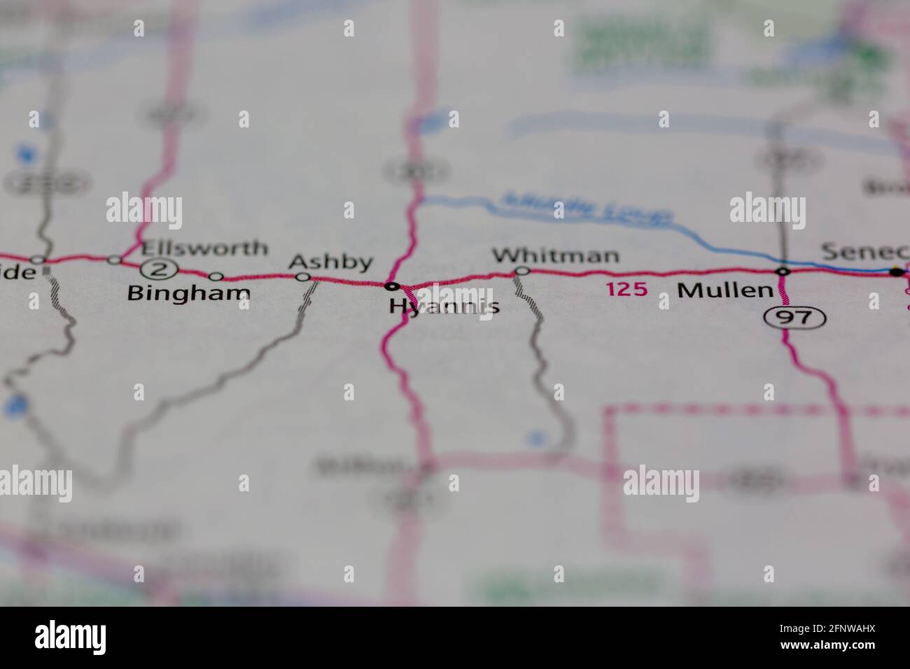 Hyannis Nebraska USA Shown on a Geography map or Road map Stock Photo ...