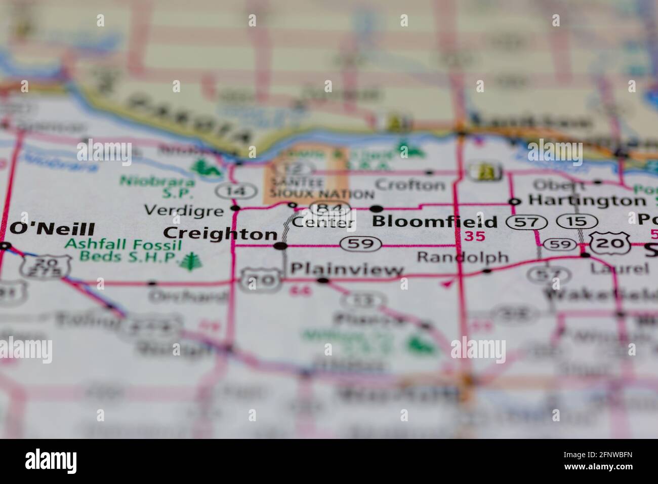 Center Nebraska USA Shown on a Geography map or Road map Stock Photo ...