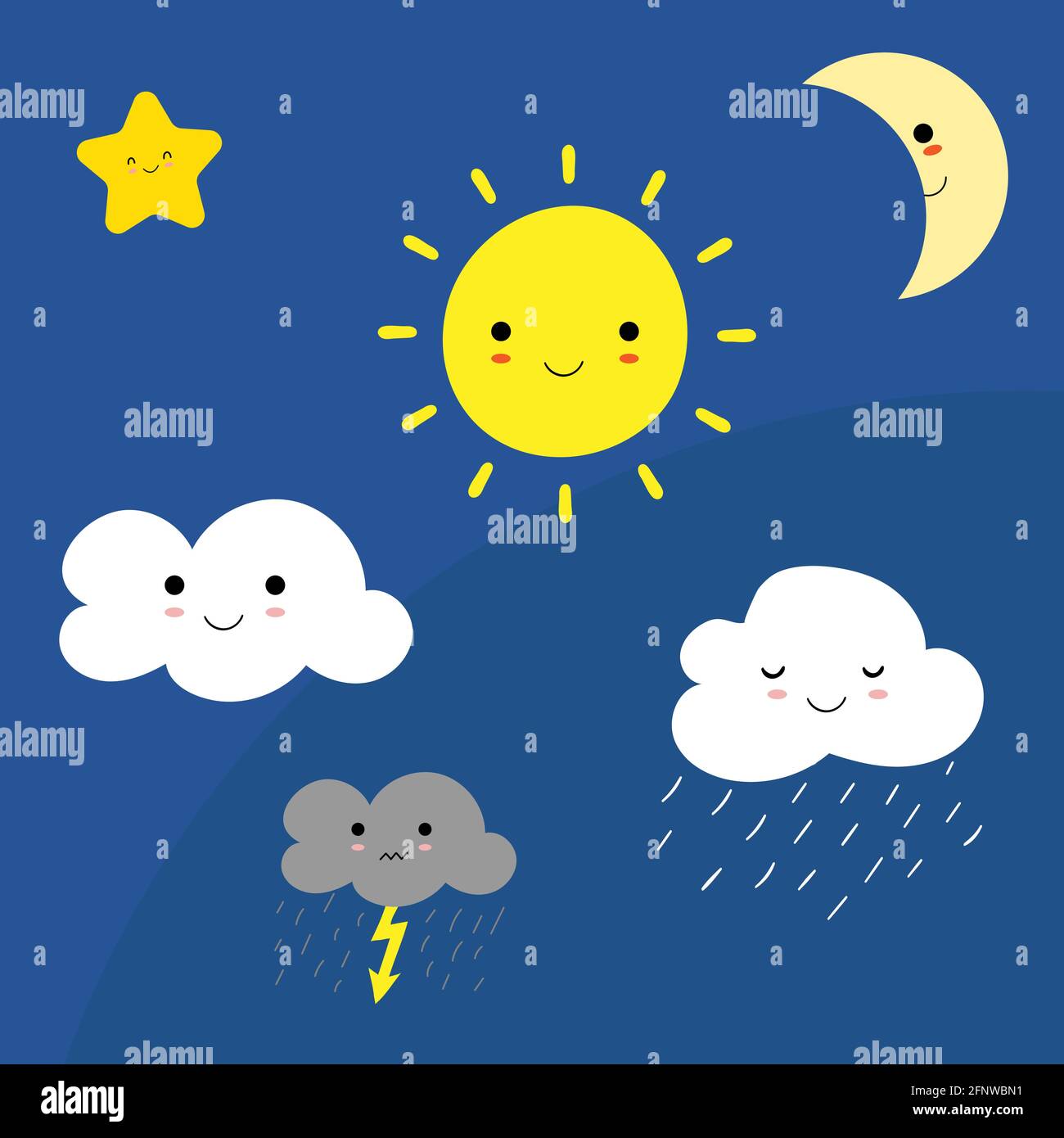 Kawaii moon vector hi-res stock photography and images - Alamy