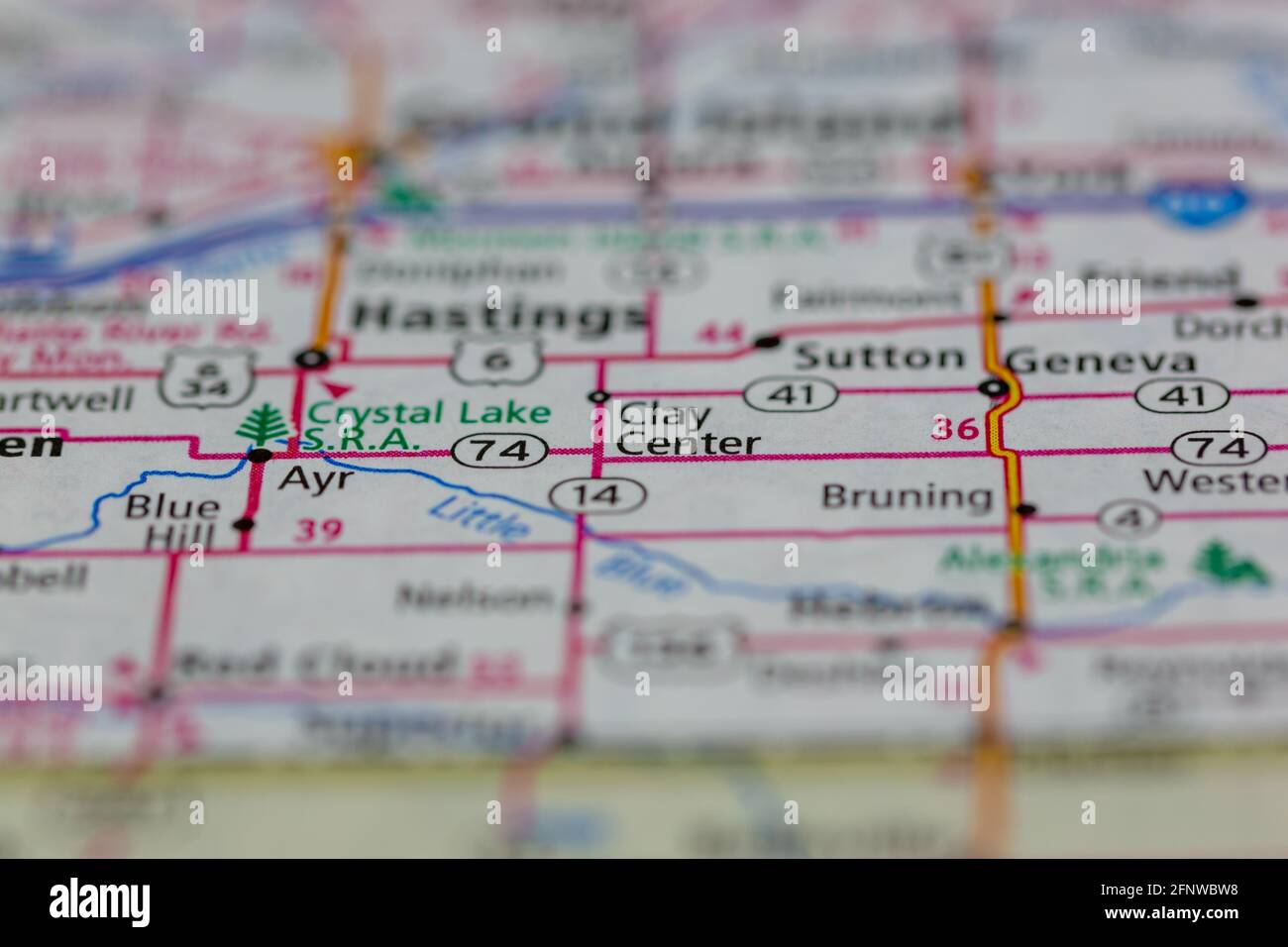Clay City Nebraska USA Shown on a Geography map or Road map Stock Photo ...