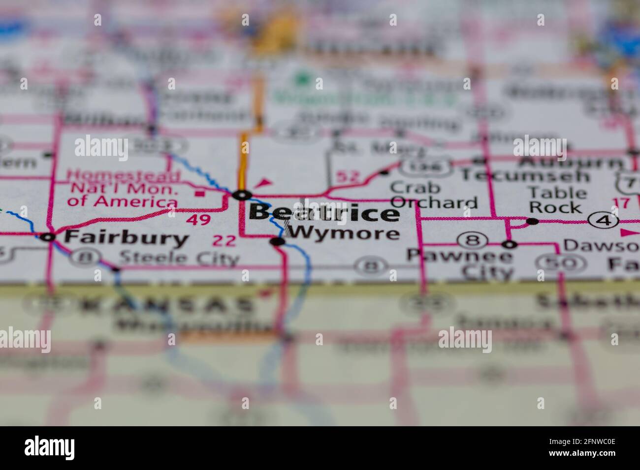 Beatrice Nebraska USA Shown on a Geography map or Road map Stock Photo ...