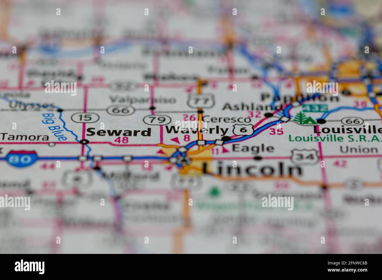 Waverly Nebraska USA Shown on a Geography map or Road map Stock Photo ...