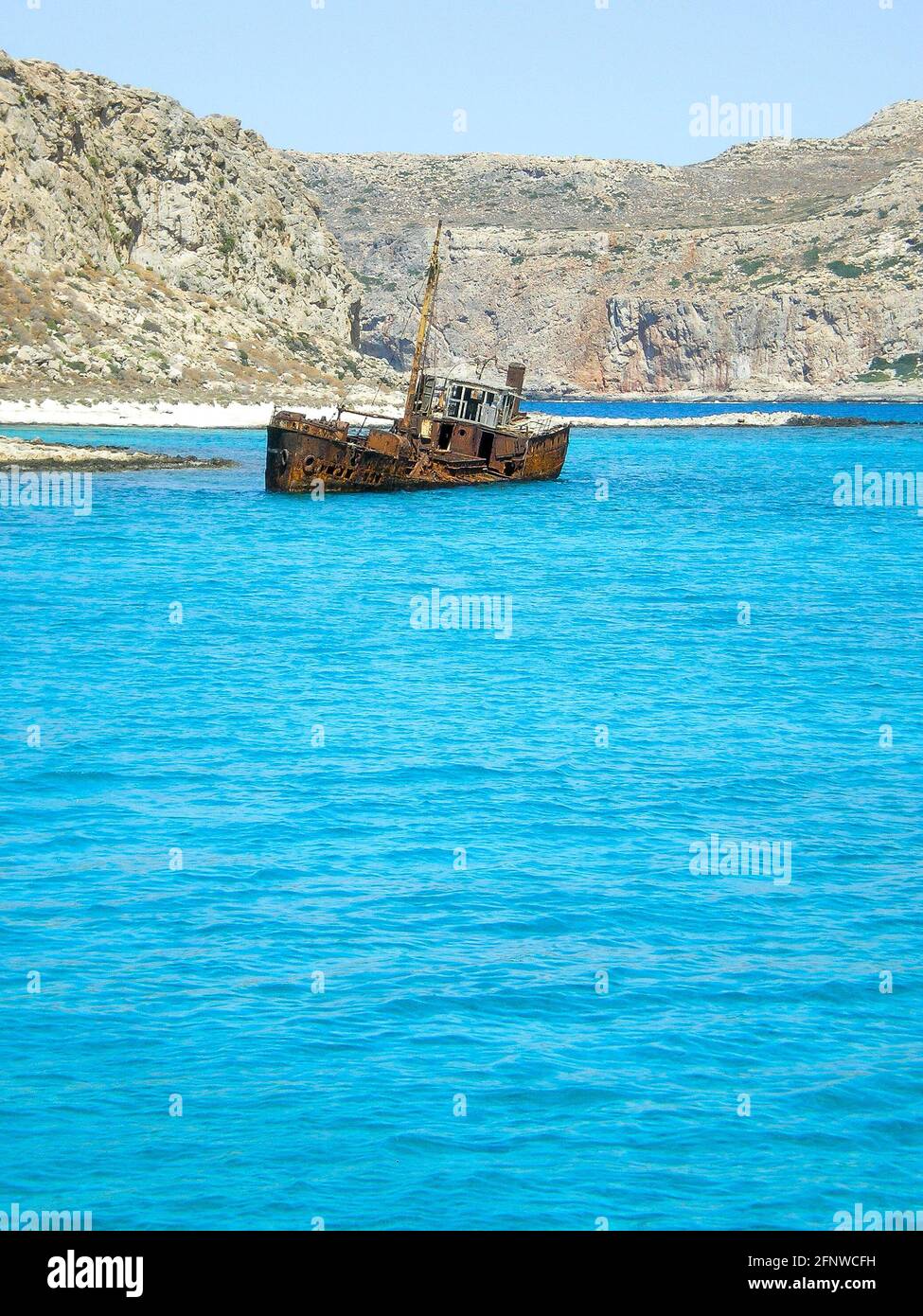 Rusted ship wreck, Crete, Greece Stock Photo - Alamy