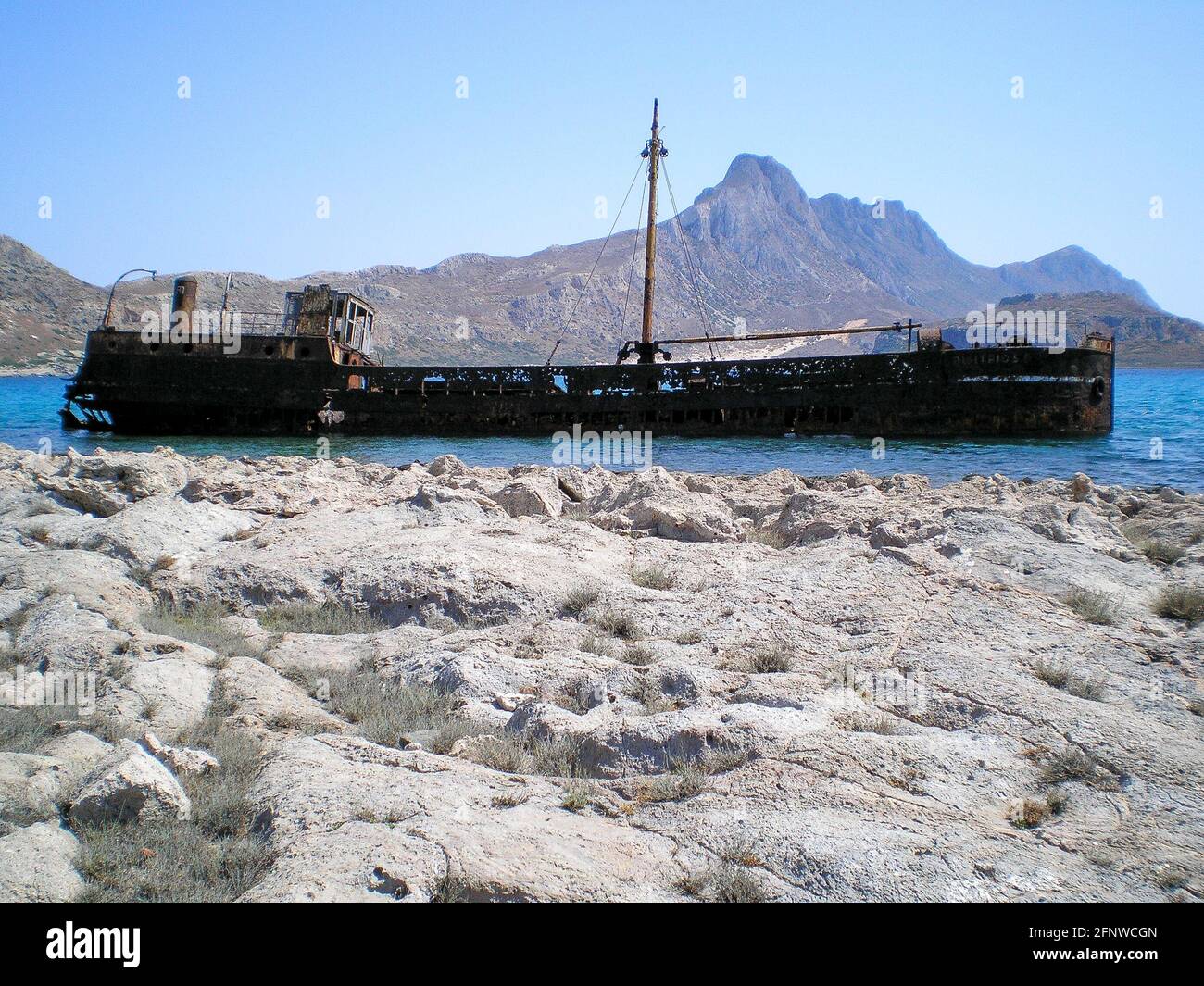 Rusted ship wreck, Crete, Greece Stock Photo - Alamy