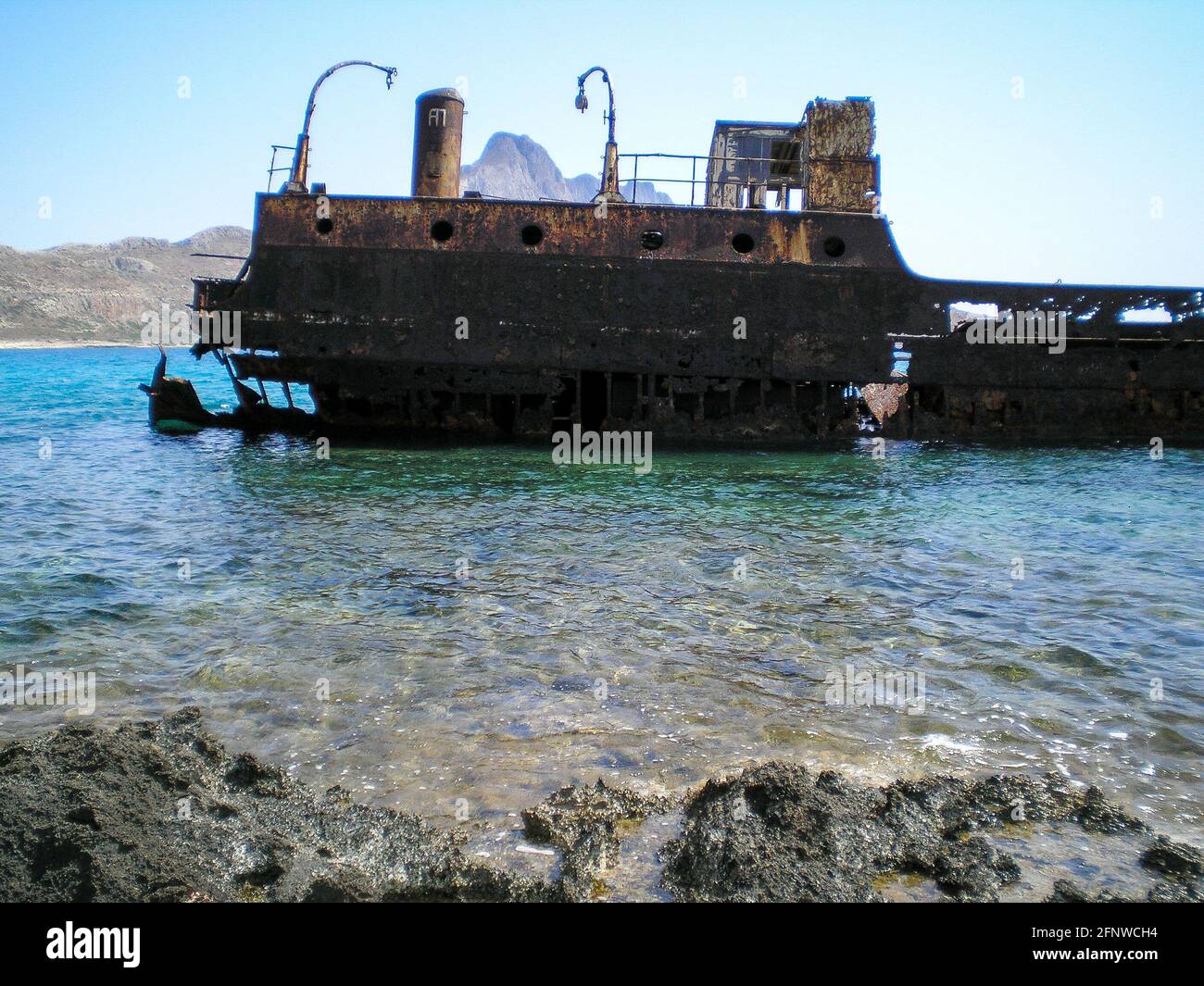 Rusted ship wreck, Crete, Greece Stock Photo - Alamy
