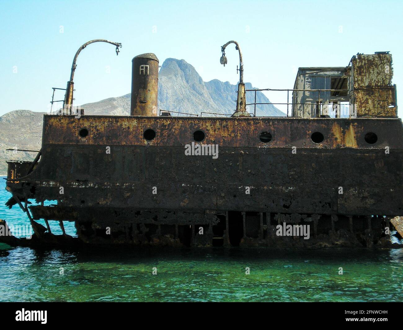 Rusted ship wreck, Crete, Greece Stock Photo - Alamy
