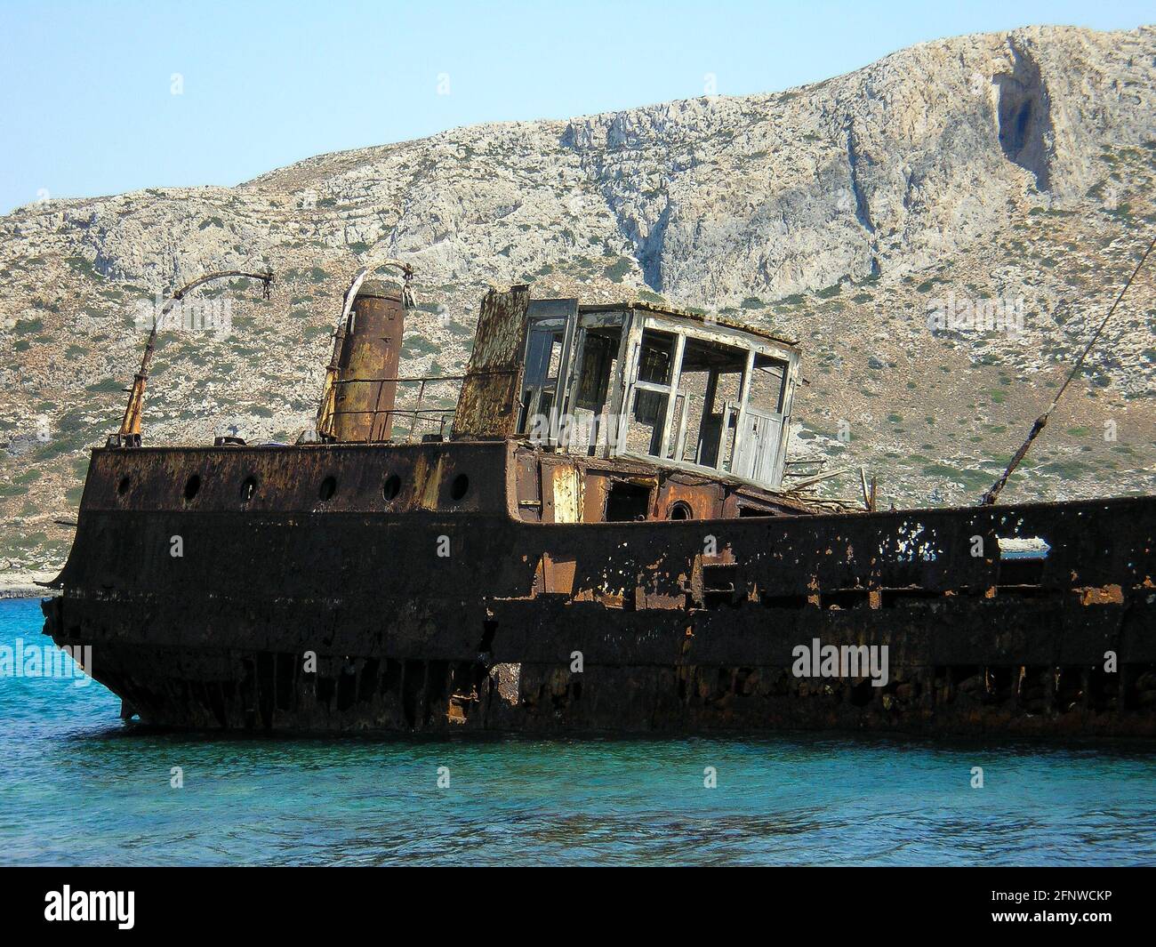 Rusted ship wreck, Crete, Greece Stock Photo - Alamy