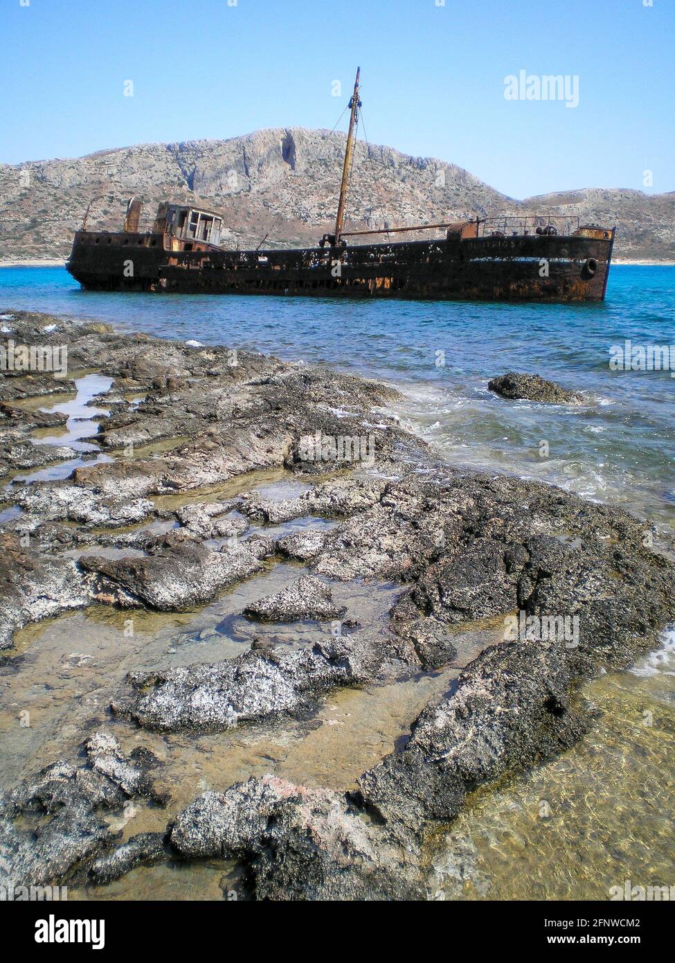 Rusted ship wreck, Crete, Greece Stock Photo - Alamy