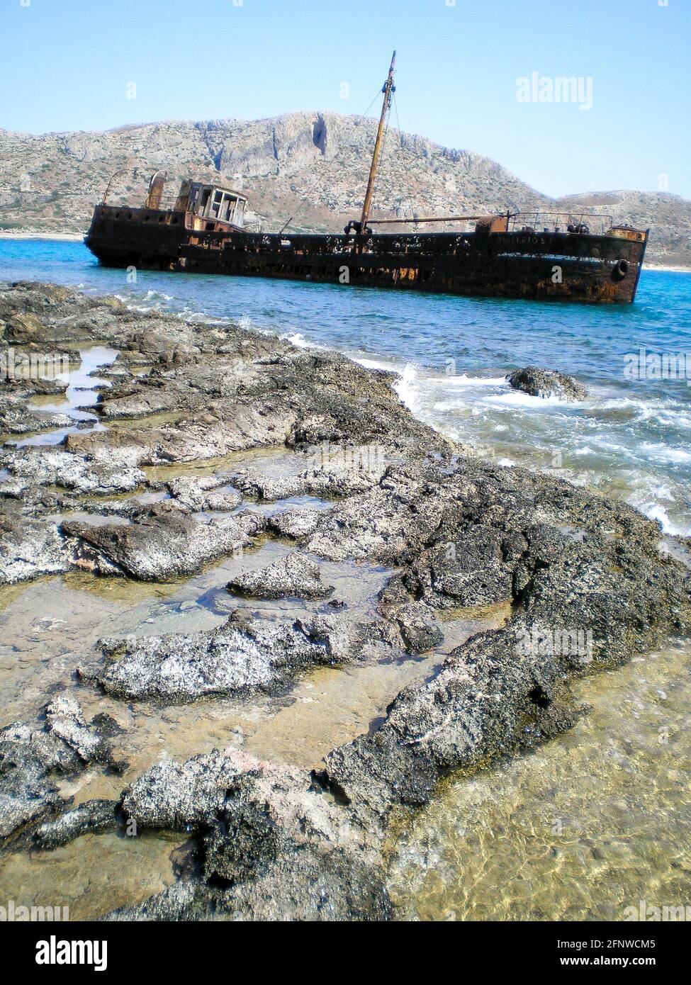 Rusted ship wreck, Crete, Greece Stock Photo - Alamy