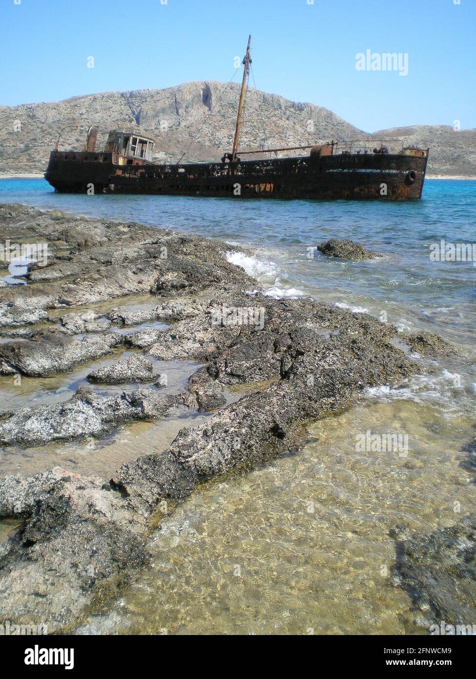 Rusted ship wreck, Crete, Greece Stock Photo - Alamy