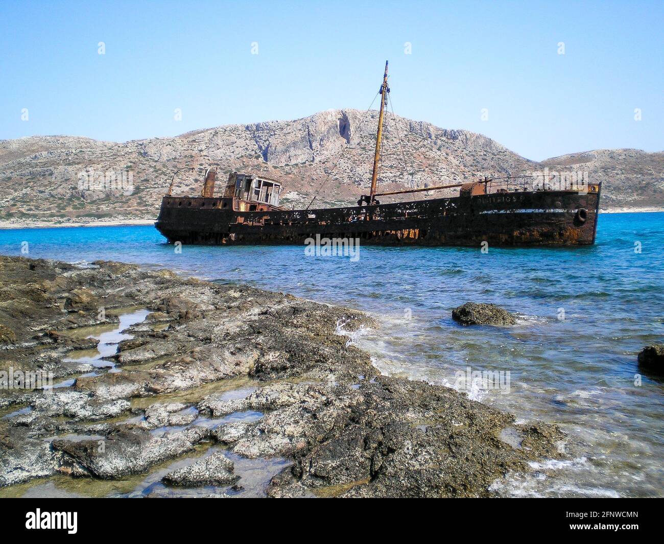 Rusted ship wreck, Crete, Greece Stock Photo - Alamy