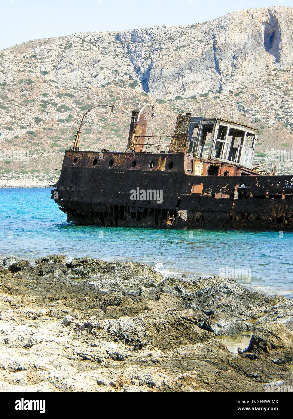 Rusted ship wreck, Crete, Greece Stock Photo - Alamy