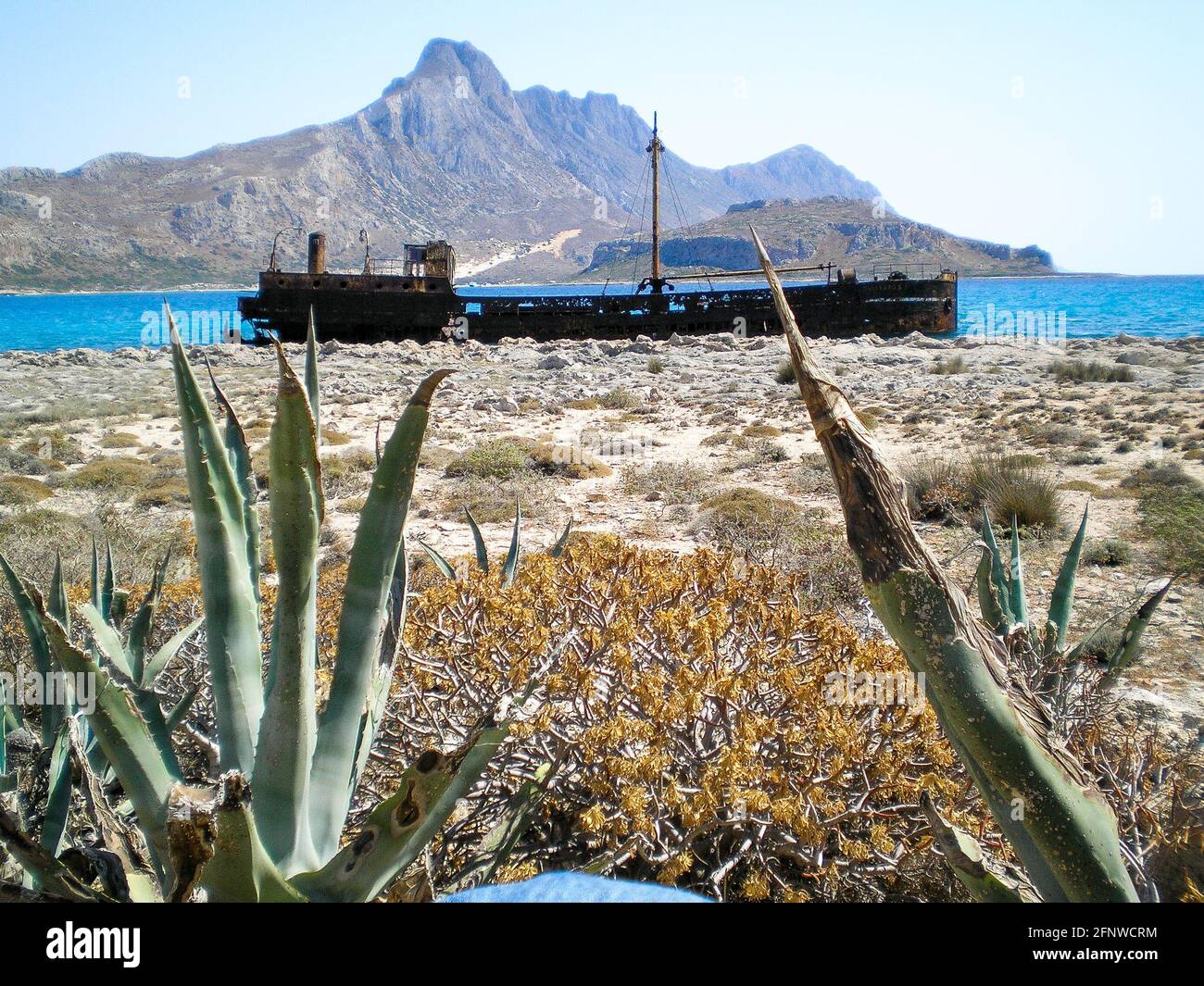 Rusted ship wreck, Crete, Greece Stock Photo - Alamy