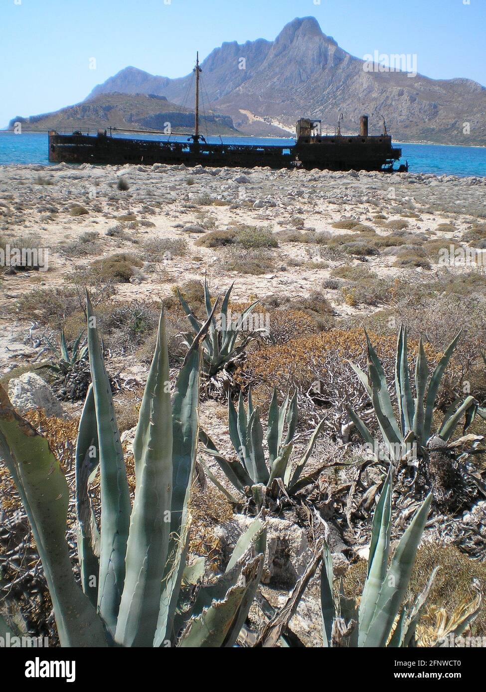 Rusted ship wreck, Crete, Greece Stock Photo - Alamy