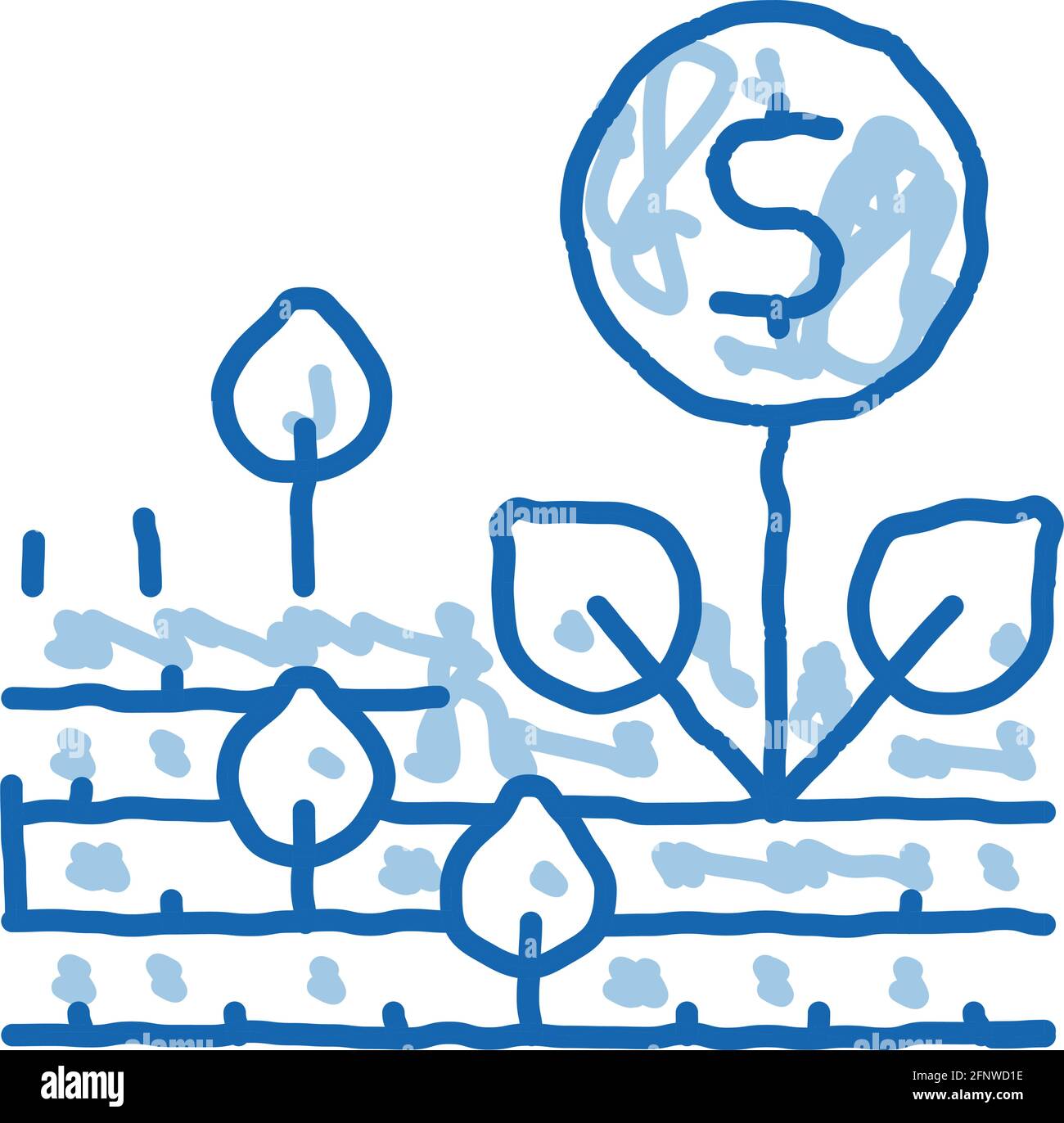 money tree on field doodle icon hand drawn illustration Stock Vector ...