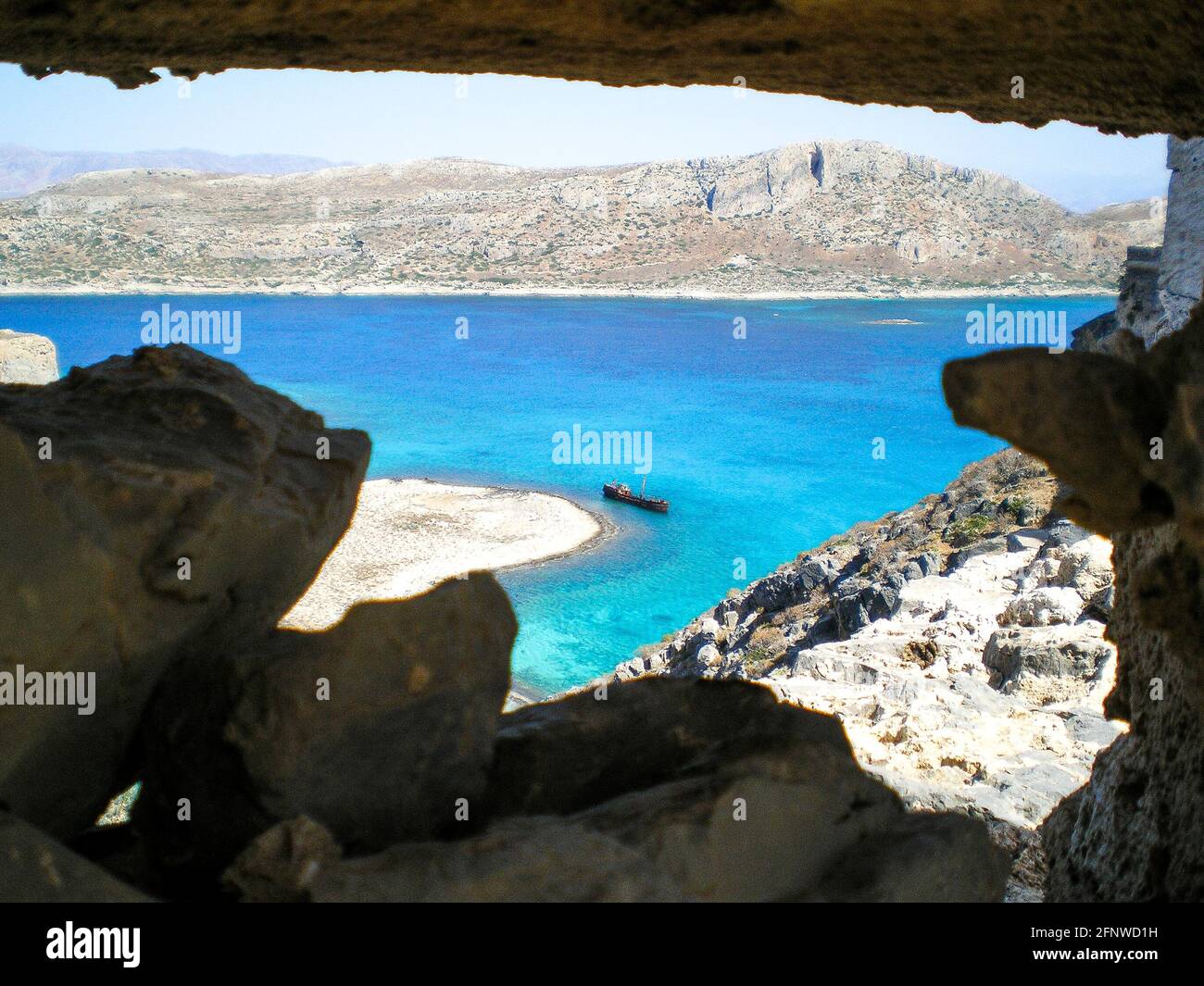 Rusted ship wreck, Crete, Greece Stock Photo - Alamy