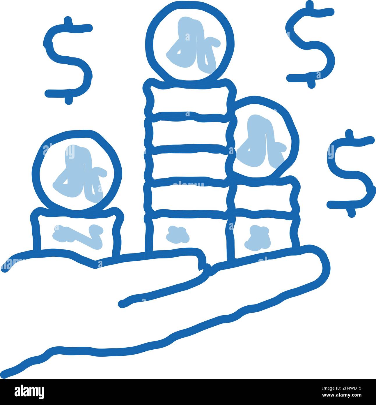 stacks of gold coins money doodle icon hand drawn illustration Stock ...