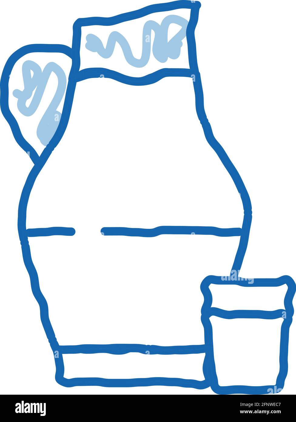 jug with milk and glass doodle icon hand drawn illustration Stock ...