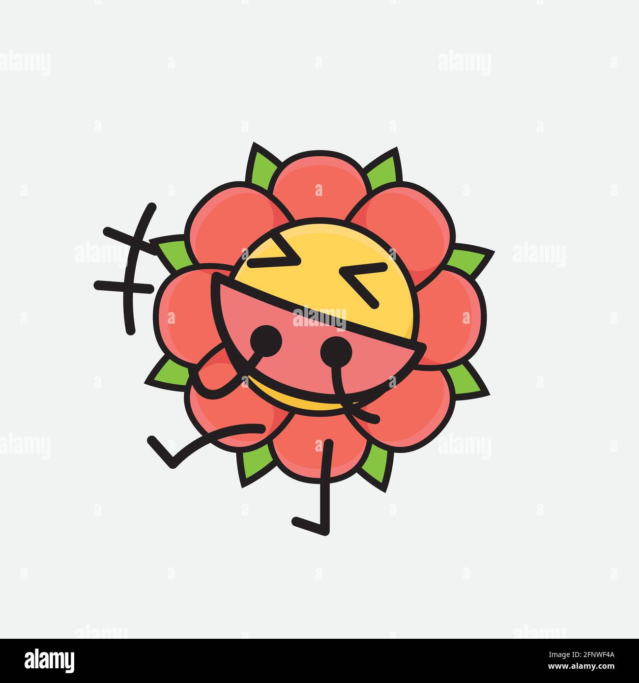 Vector Illustration of Flower Character with cute face, simple hands ...