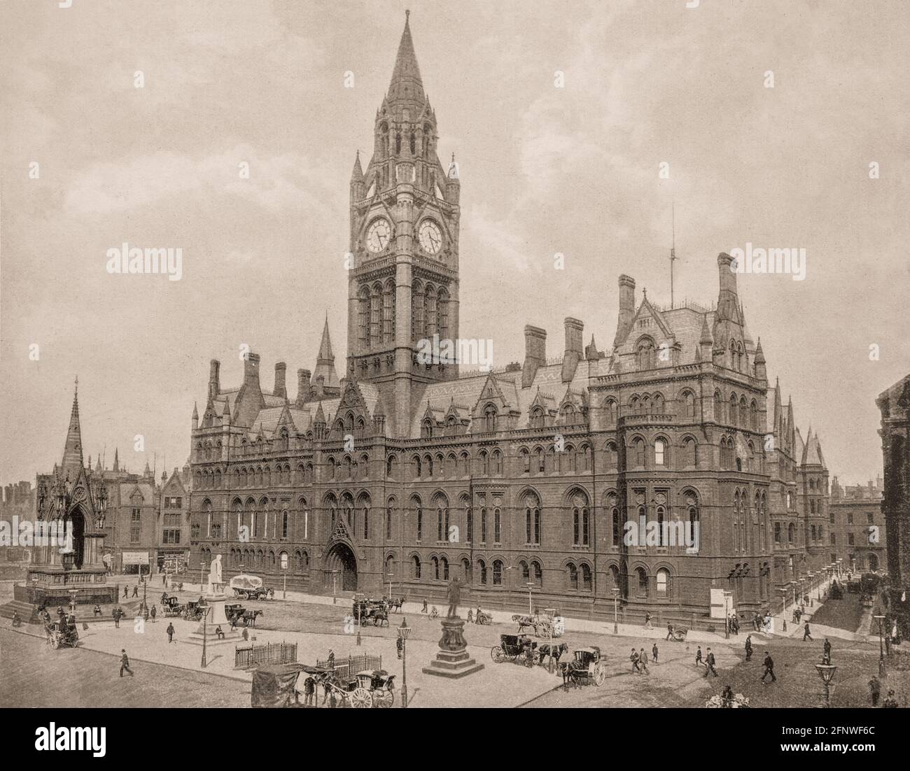 A late 19th Century view of the Manchester Town Hall in Great Ducie ...